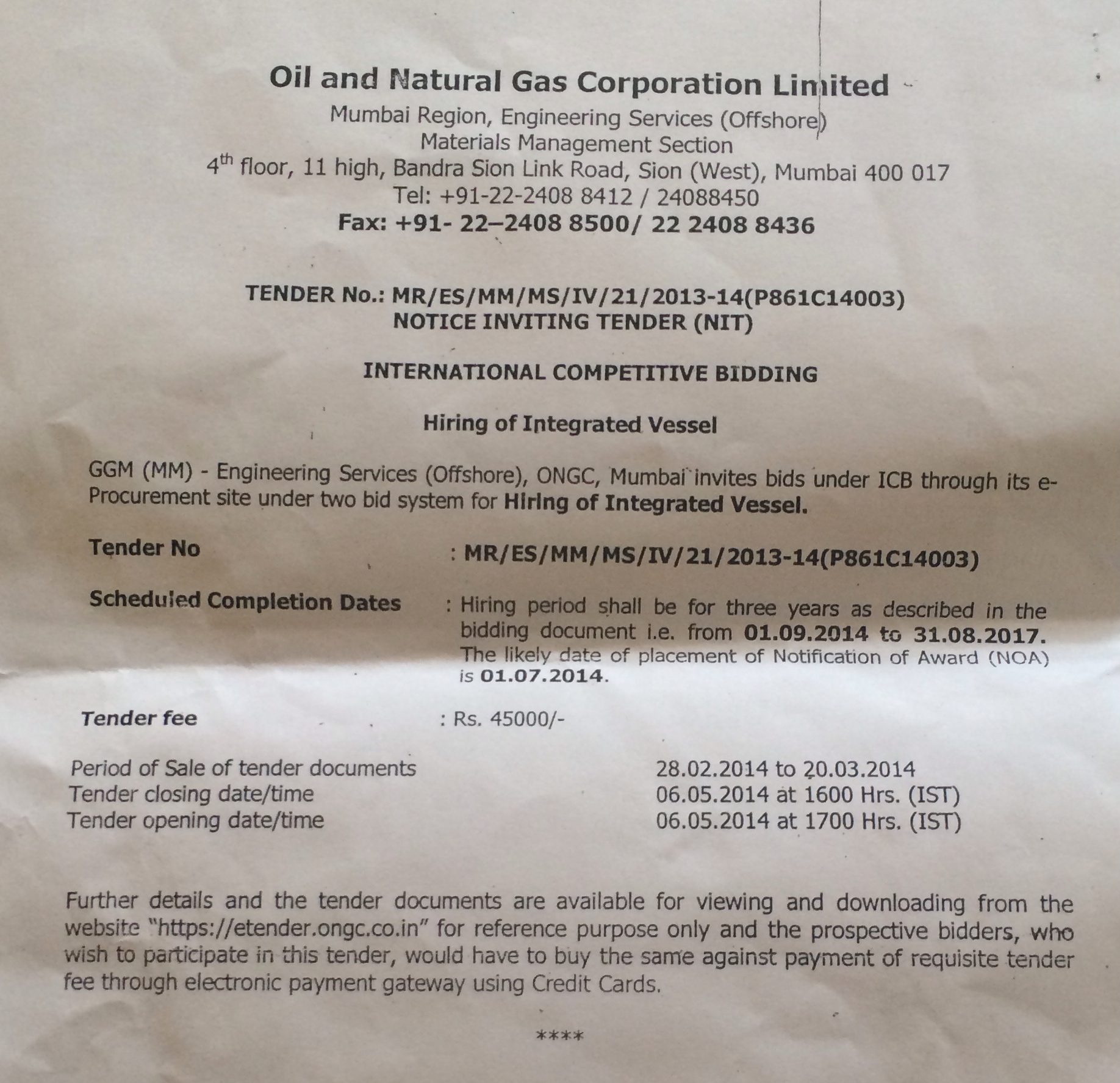 เรื่องน่ารู้เกี่ยวกับอินเดีย - ONGC Limited Tender for Hiring of ...